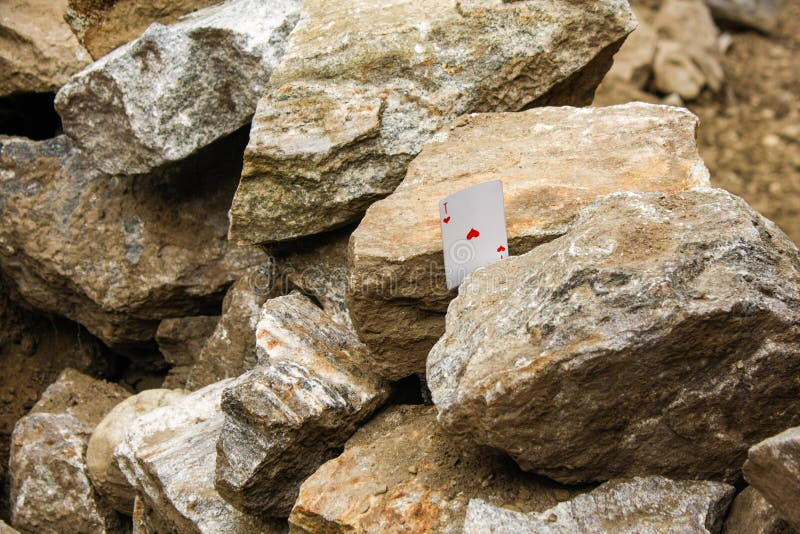 Red Heart Ace Playing Card on Stones Stock Image - Image of play ...