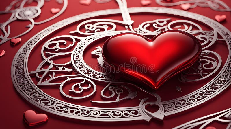 Red Heart on Red Background. Postcard for Congratulations on Valentine ...