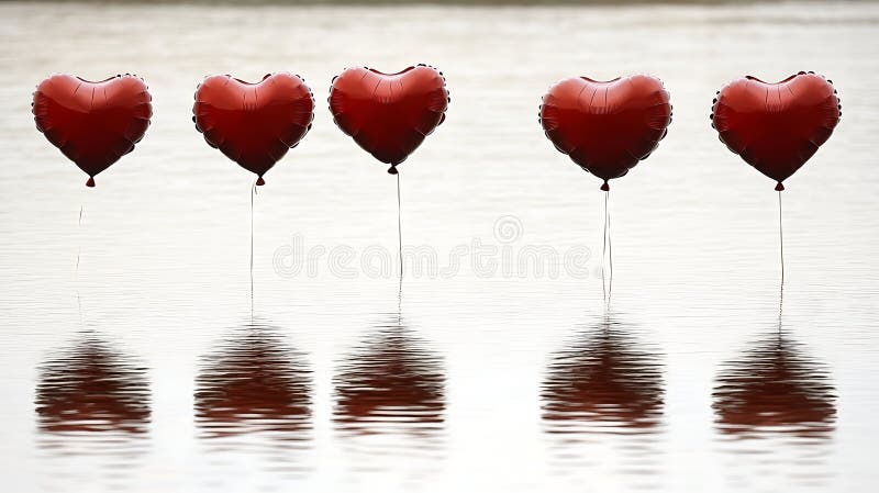 Red Balloons Floating Calm Water Surface Stock Photos - Free & Royalty ...