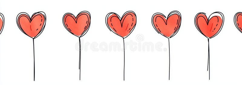 Red Heart Band Banner Ribbon Background Heart Label Tag Stock ...