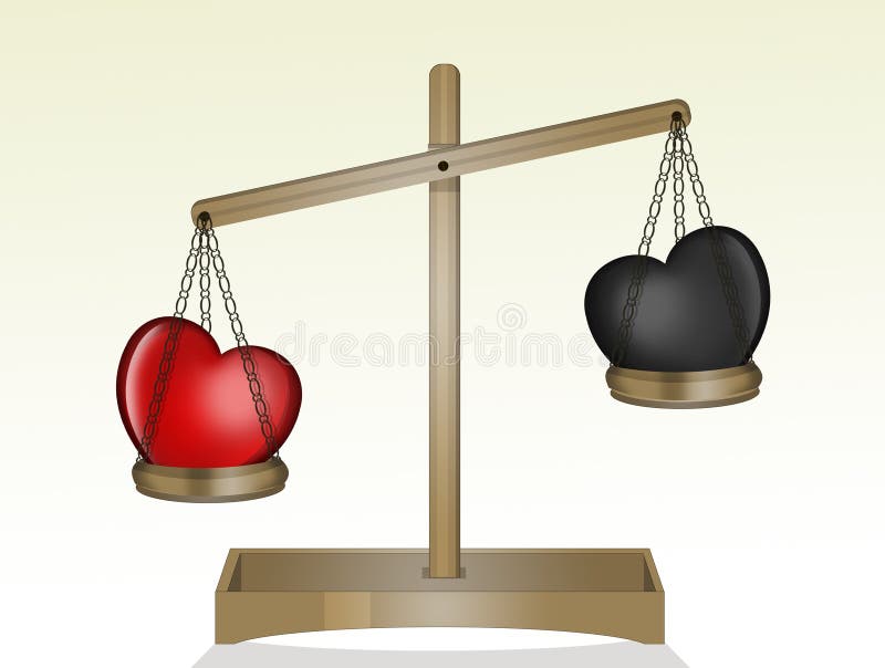 Red Heart and Black Heart on the Scales Stock Illustration ...