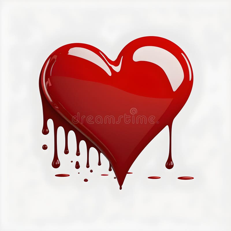 Red Heart with Blood Drops Isolated on White Background Stock ...