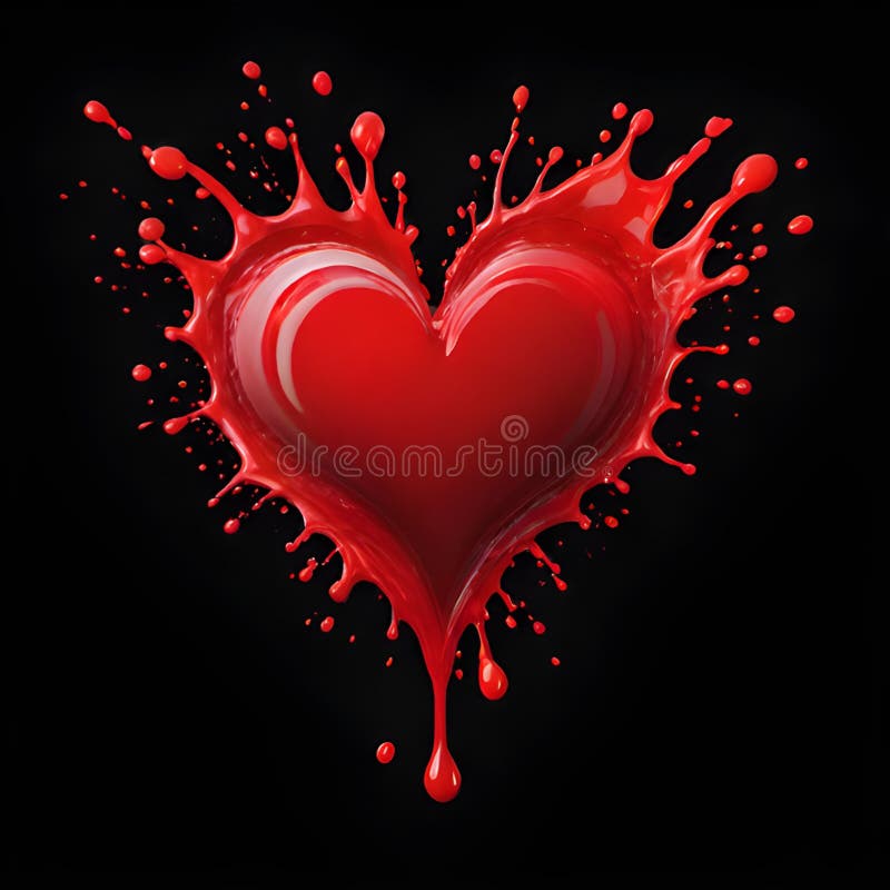 Red Heart with Blood Splash Stock Illustration - Illustration of blood ...