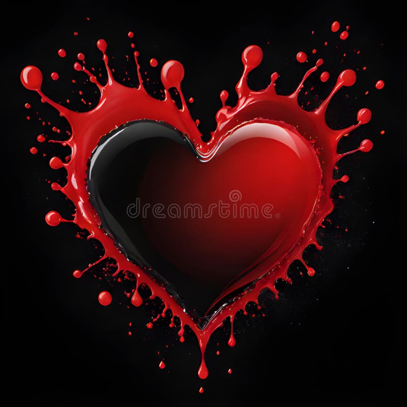 Red Heart with Blood Splash Stock Illustration - Illustration of white ...