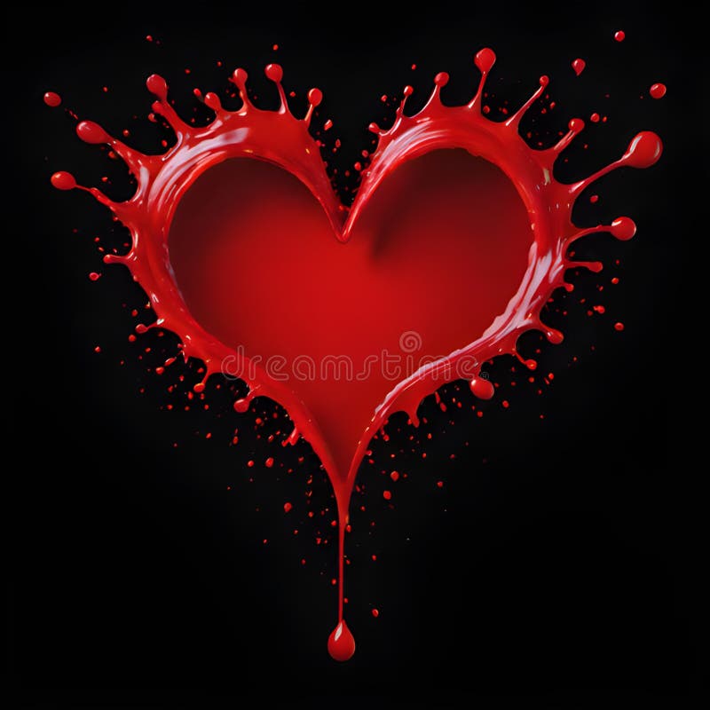 Red Heart with Blood Splash Stock Illustration - Illustration of sign ...