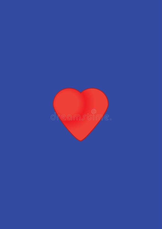 Red Heart on the Blue Background Stock Illustration - Illustration of ...