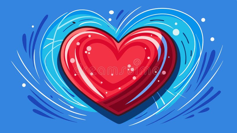 Red Heart on Blue Background. Simple Design. Valentine Card Stock ...