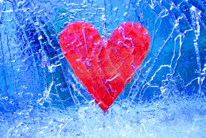 Red heart and blue ice. stock image. Image of blue, hearts - 111440305