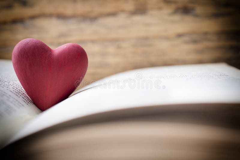 Red Heart of the Book. Greeting Cards. Stock Image - Image of symbol ...