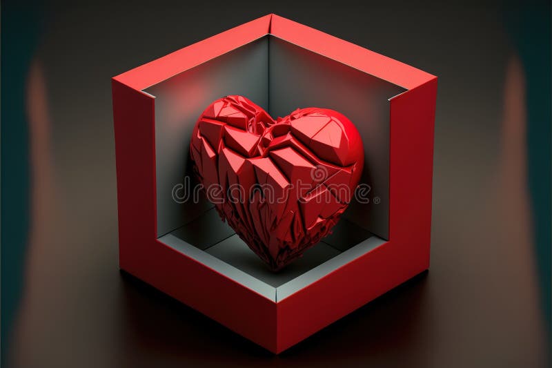 Red Heart in a Box Valentine S Day Card. Generative AI Stock ...