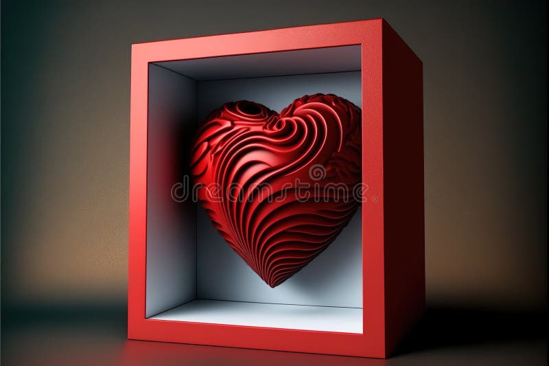 Red Heart in a Box Valentine S Day Card. Generative AI Stock ...