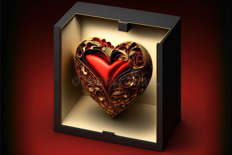 Red Heart in a Box Valentine S Day Card. Generative AI Stock ...