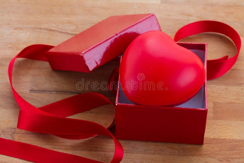 Red Heart in Box for Valentines Day Stock Photo - Image of holiday ...