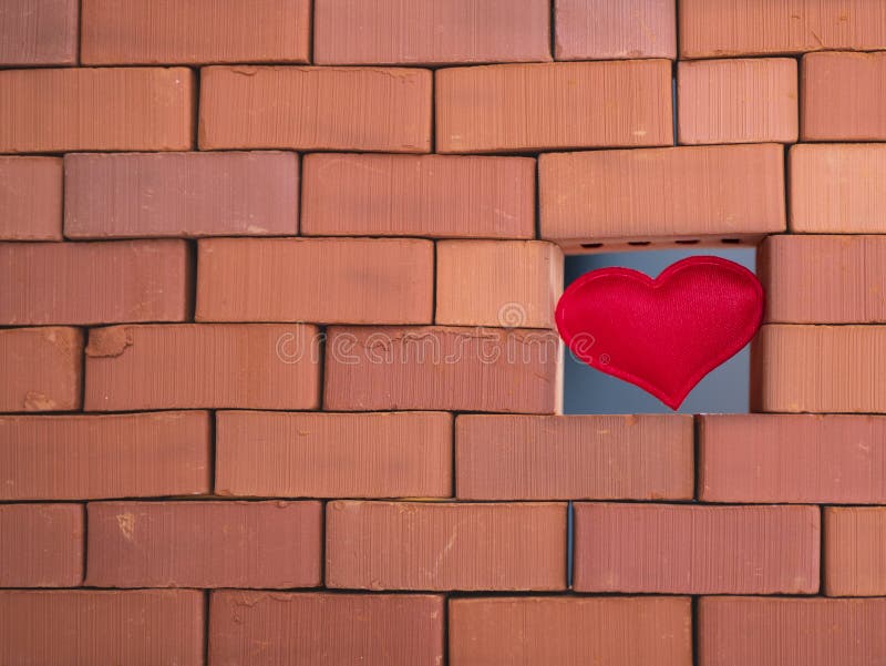 Red Heart Building in the Wall from Brick Stock Photo - Image of smooth ...