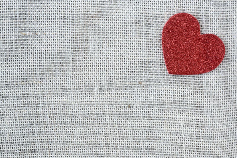 Red Heart on Burlap Background Stock Image - Image of fabric, shape ...