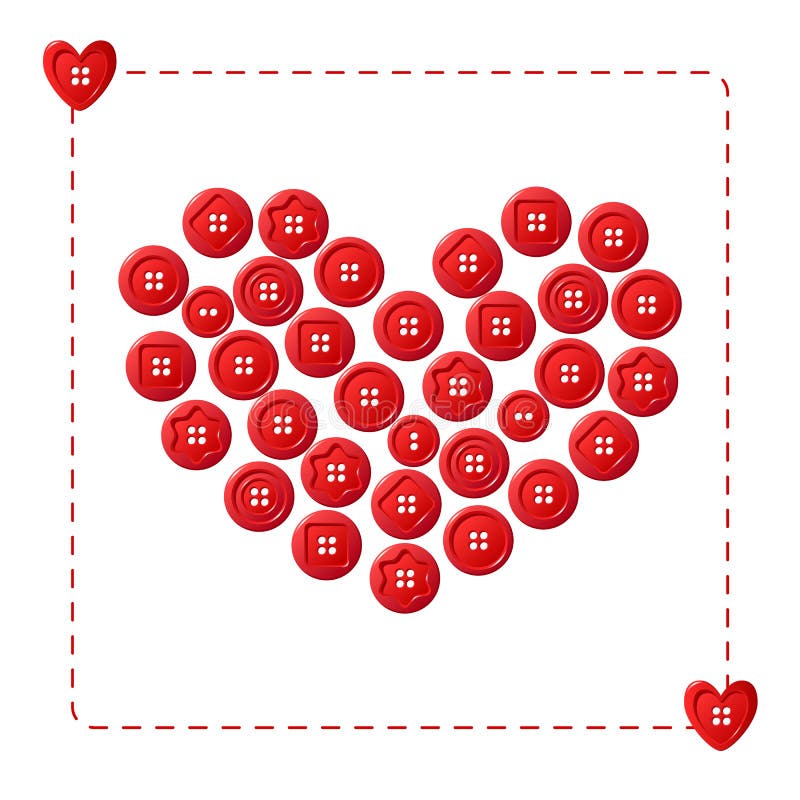 Red heart from buttons. stock vector. Illustration of sweet - 77553829