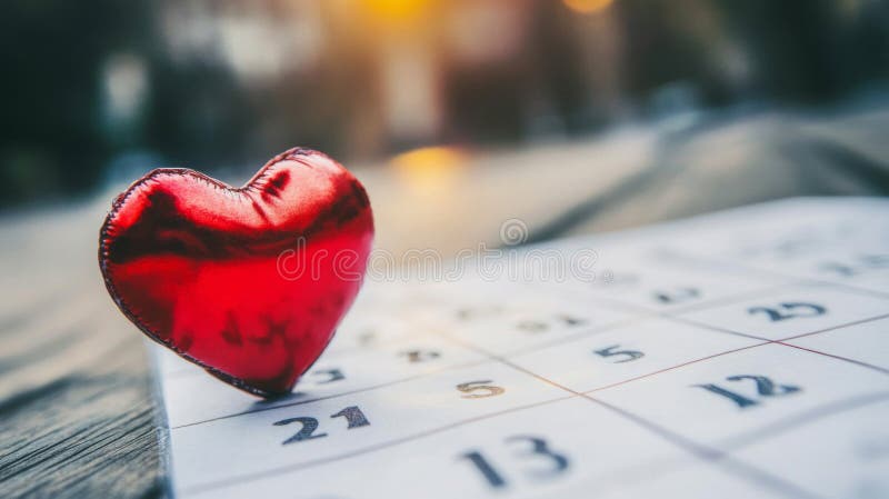 Red Heart on Calendar: Planning a Romantic Event Stock Illustration ...