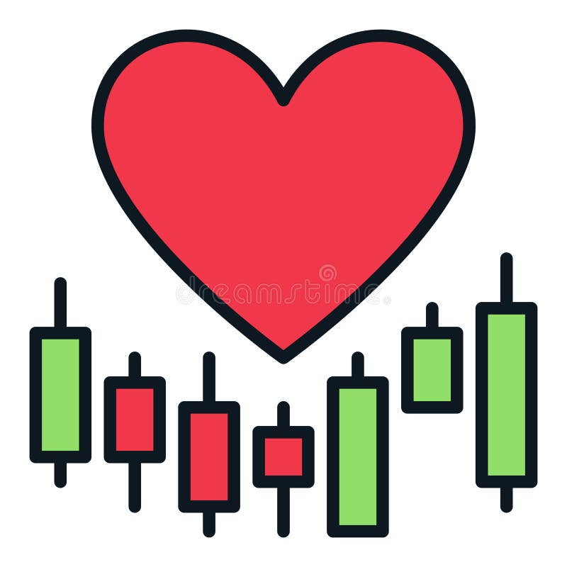 Red Heart with Candlestick Pattern Vector I Love Trading Colored Icon ...