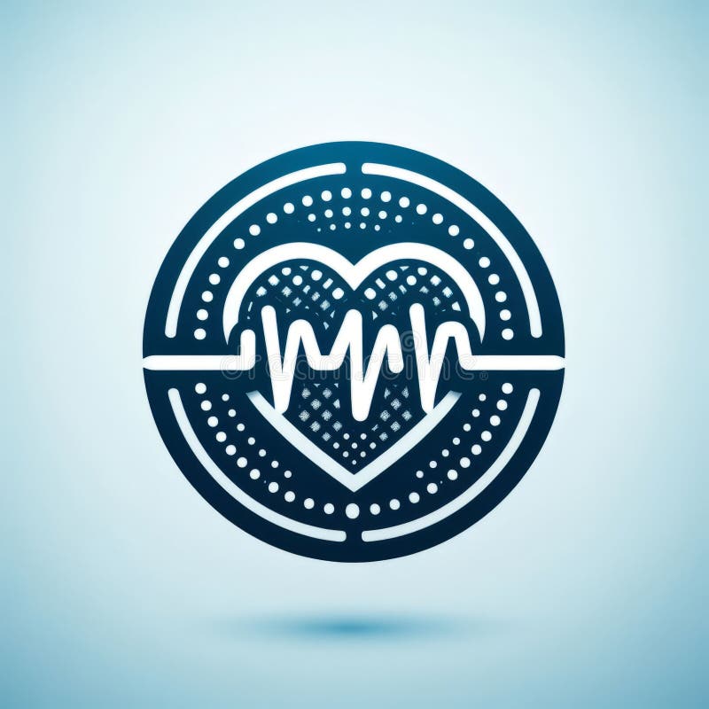 Red Heart and Cardiogram on Blue Background Stock Illustration ...