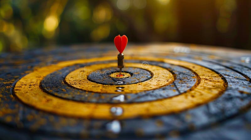 A Red Heart in the Center of a Target Stock Photo - Image of sundial ...
