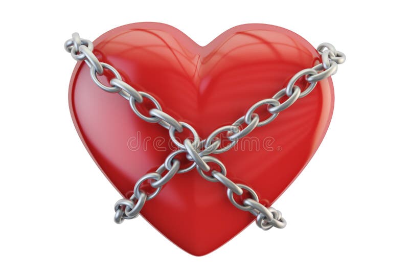 3d a Red Heart Chain with a Broken Link Stock Illustration ...