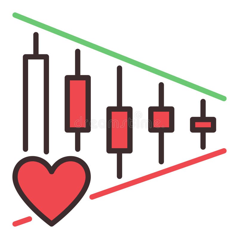 Red Heart with Chart Vector Financial Analysis Colored Icon or Symbol ...