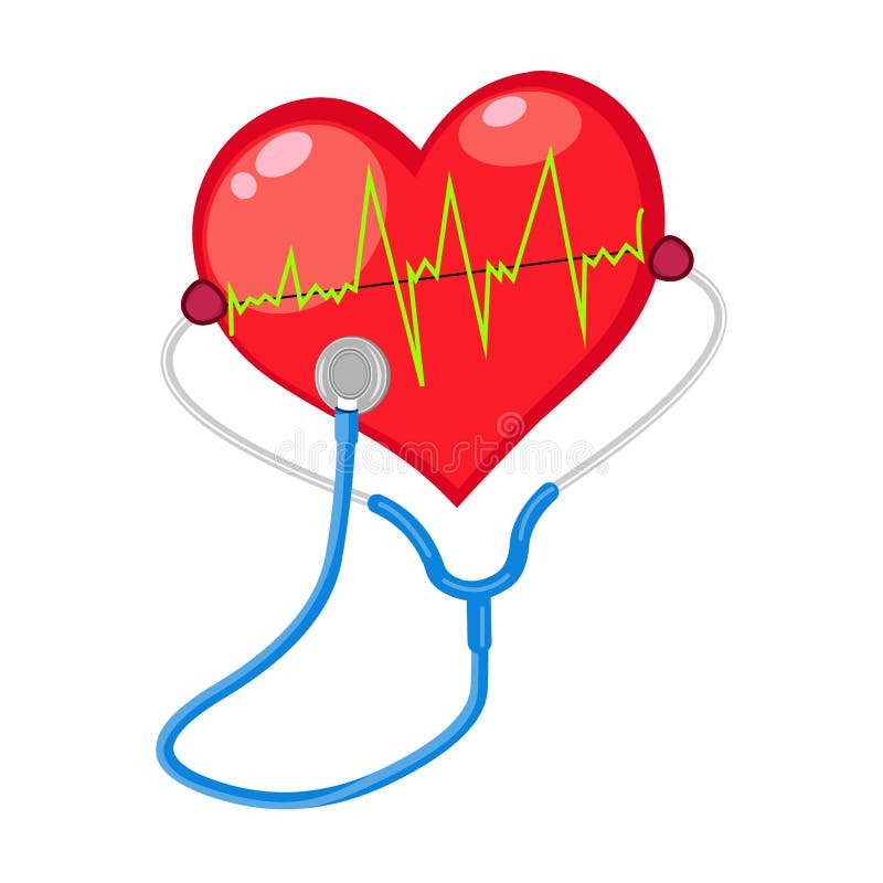 Red Heart Check Shape with Electrocardiogram Stock Vector ...