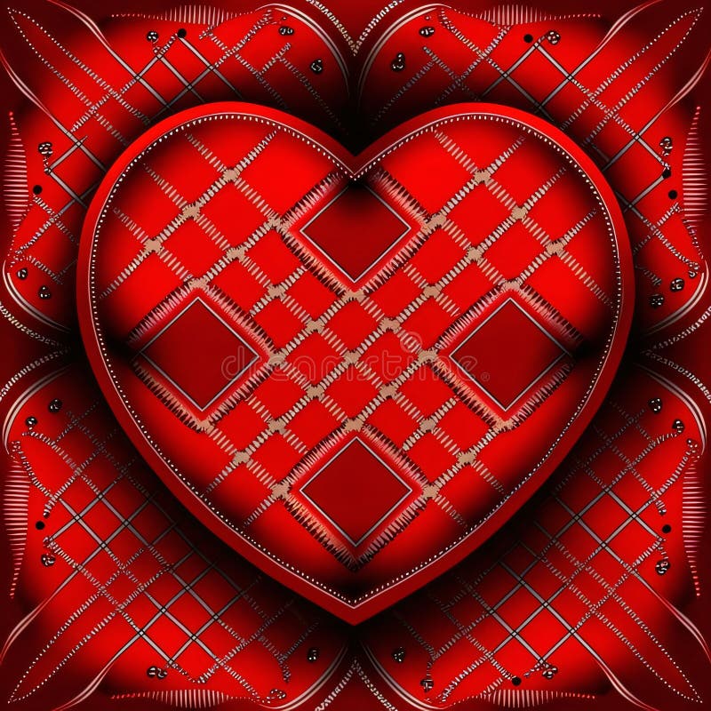 Red Heart with Checkered Mirror Images. Heart As a Symbol of Affection ...