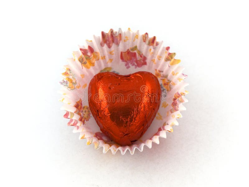 Red Heart Chocolate in Paper Cake Case Stock Photo - Image of sharing ...