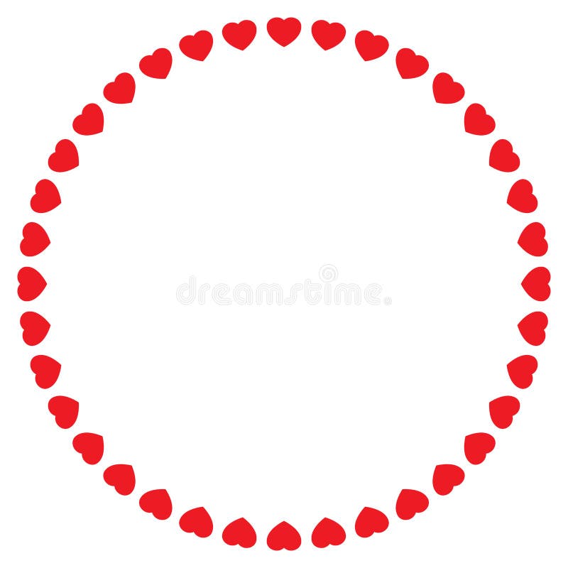 Red Heart Circle Frame. Border Flat Style. Romantic Concept Stock ...