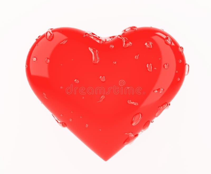 Red Heart with Clear Water Drops 3d Rendering Stock Illustration ...