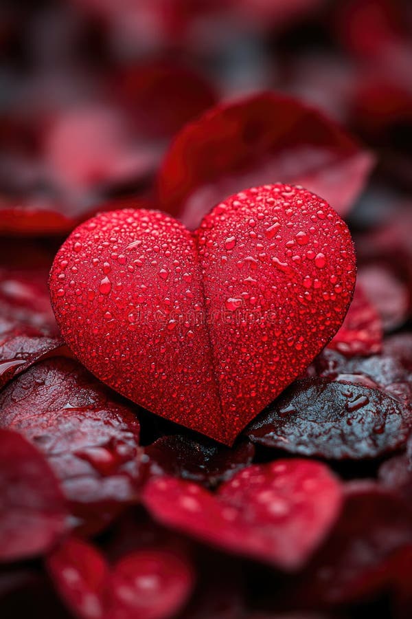 Red Heart Covered Small Water Droplets Stock Photos - Free & Royalty ...