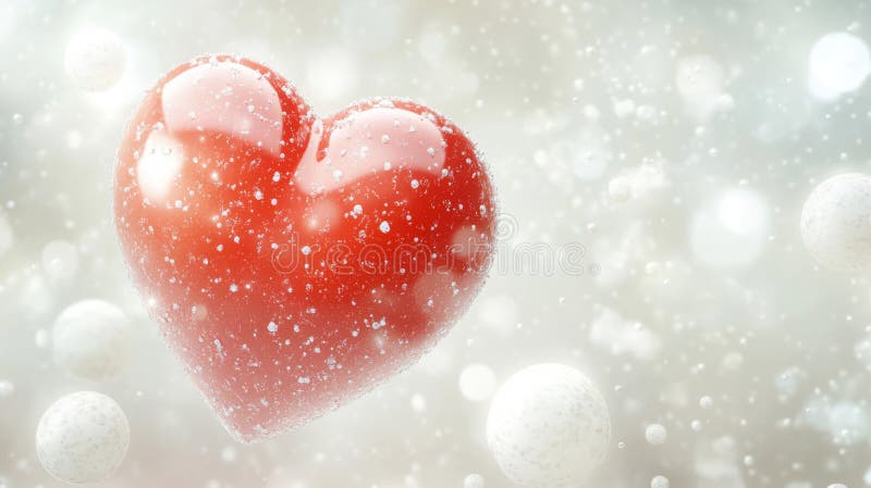 A Red Heart Covered in Sparkling Snow Stock Illustration - Illustration ...