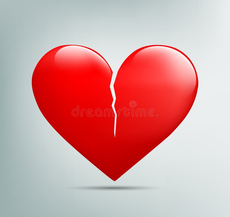 Red heart with a crack stock vector. Illustration of crack - 50775700