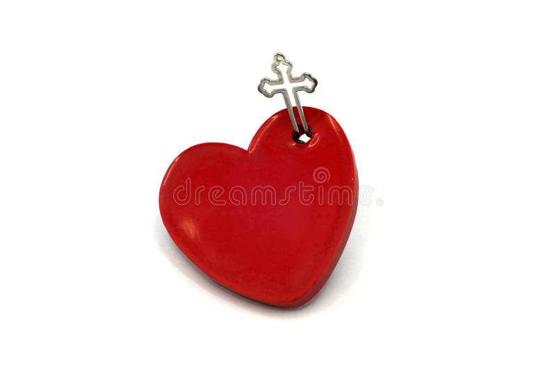 Red Heart with crucifix stock photo. Image of care, church - 52058982