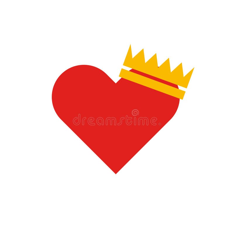 Red Heart with Crown Love Romantic Icon, Simple Vector Illustration ...