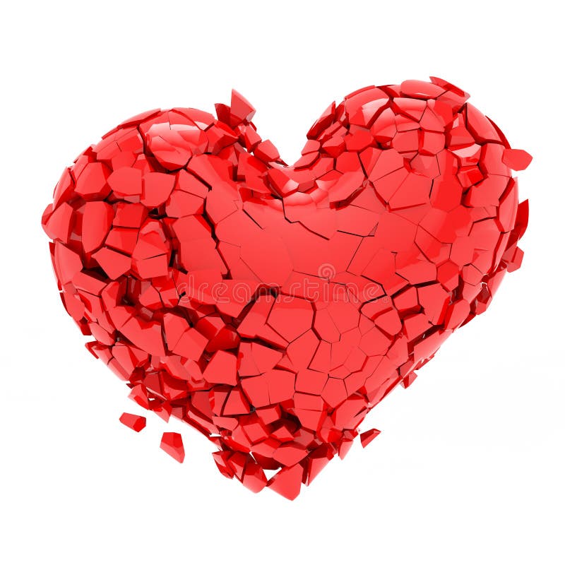 Red Heart Crumbling into Pieces. Heart Assembled from Pieces. Broken ...