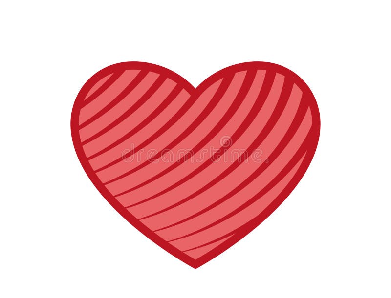 Red Heart with Curved Stripes. Love, Romantic and Valentines Design ...