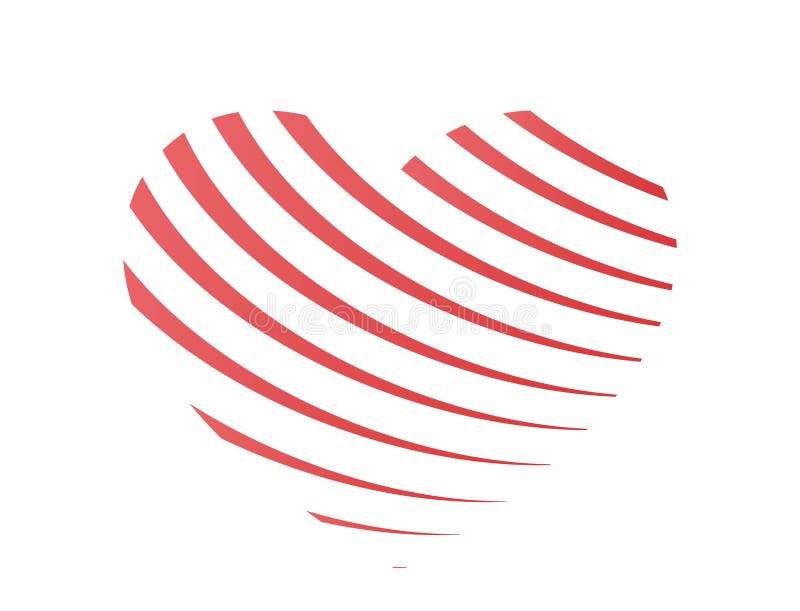 Red Heart with Curved Stripes. Love, Romantic and Valentines Design ...