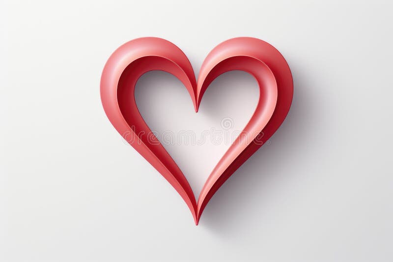 A Red Heart Cut Out of Paper on a White Surface. Stock Illustration ...