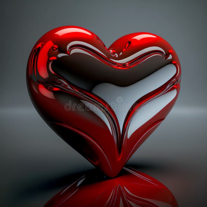 Red Heart on a Dark Background. 3D Illustration. Vintage Style Stock ...