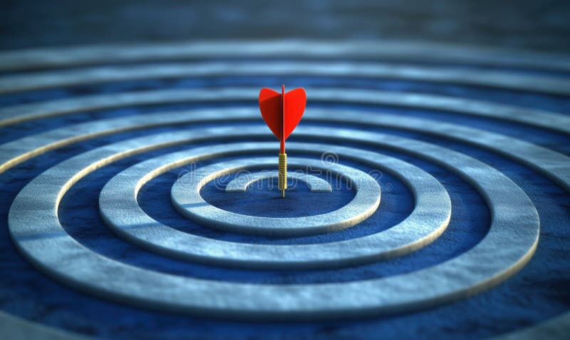 Red Heart Dart Hitting Target in Concentric Circles Symbolizing Love ...