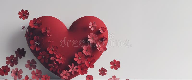 Red Heart Decorated with Red Flower Shapes Stock Photo - Image of ...