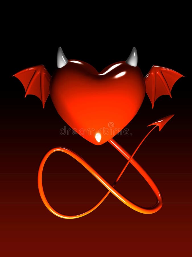 Red Heart-devil Isolated on Gradient 3D Stock Illustration ...