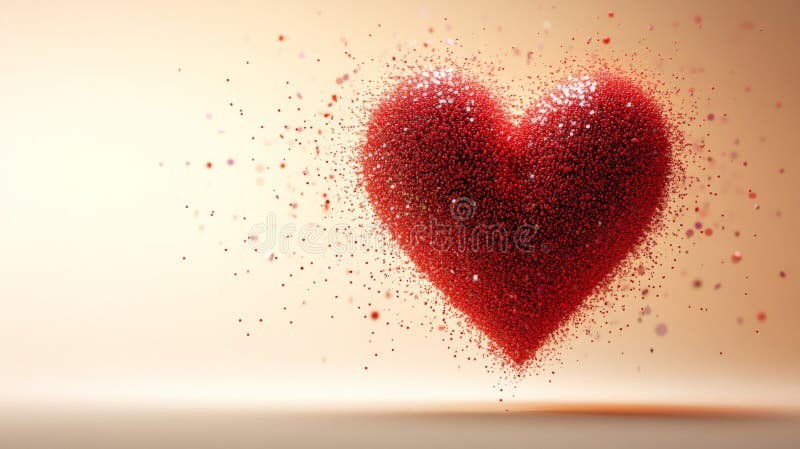 Red Heart Disintegrating into Sparkling Particles Stock Illustration ...