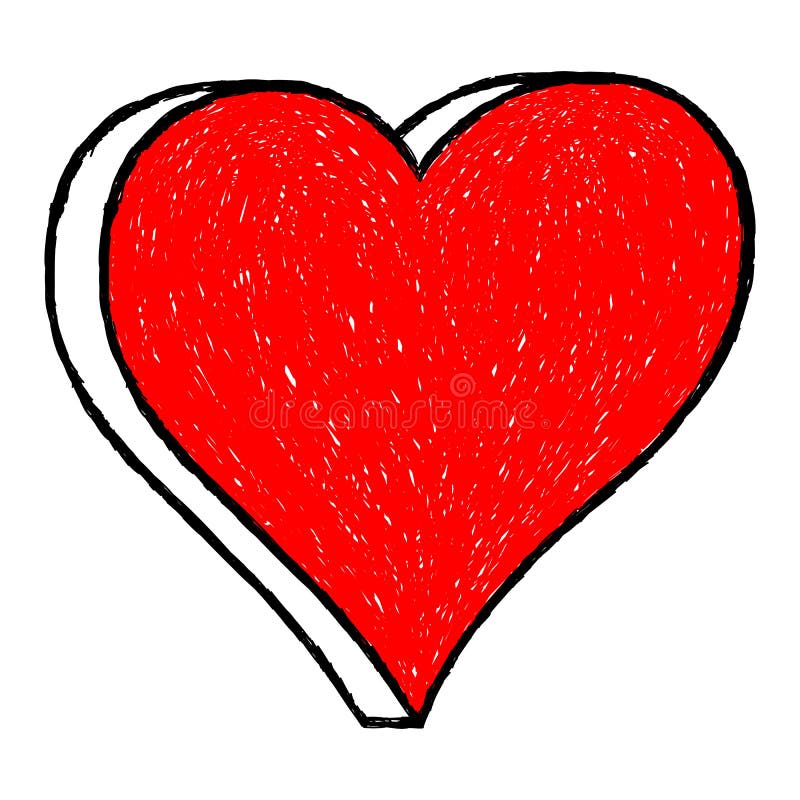 Red Heart Drawing is Created with a Ballpoint Pen from the Hand Stock ...