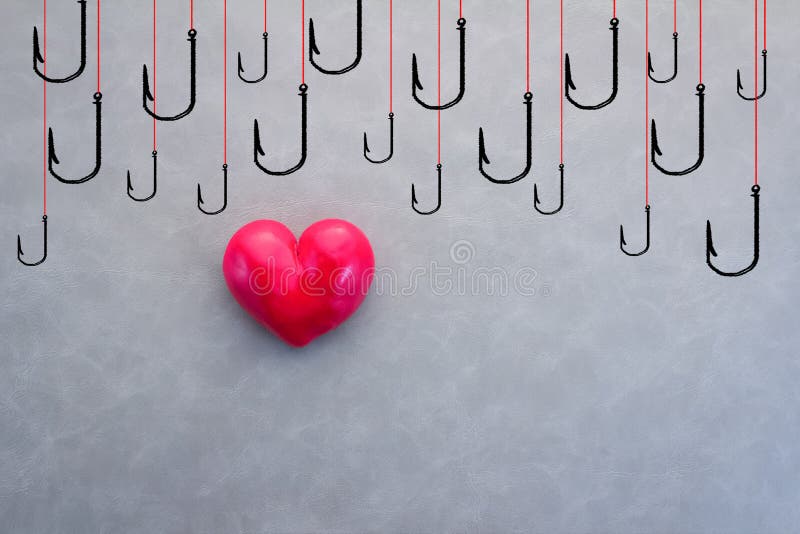 Red Heart with Drawing of Hooks Stock Photo - Image of precious, catch ...