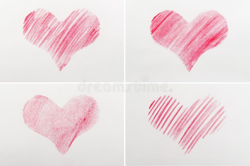 Red heart drawn on paper stock illustration. Illustration of hand ...