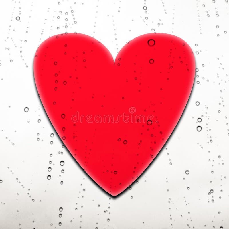 Red Heart with Drops of Water on a White Background Stock Illustration ...