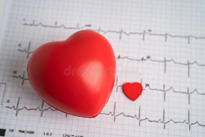 Red Heart on Electrocardiogram ECG with Red Heart, Heart Wave, Heart ...